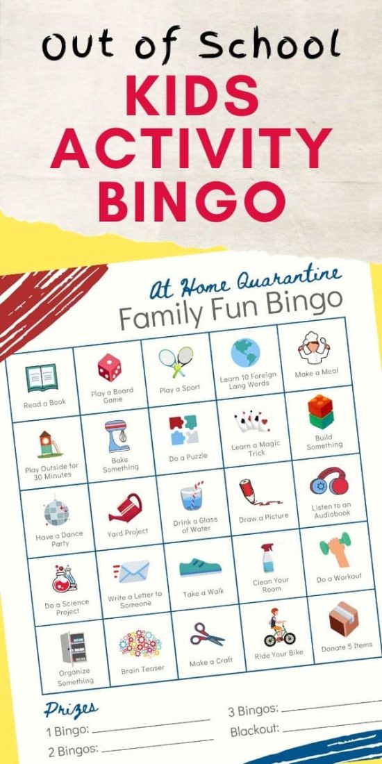 Boredom Busting Bingo Fun Ideas For Kids Out Of School Printable 