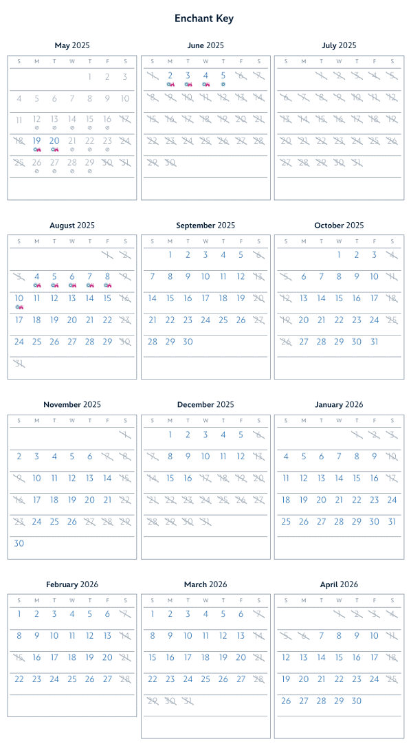 NEW 2025 Disneyland Magic Key Annual Pass (Blackout Date Calendar ...